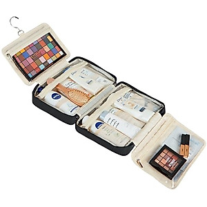 FINDCOZY Toiletry Bag Travel Bag with Hanging Hook, Cosmetic Bag, Travel Makeup Organizer for Women, Black