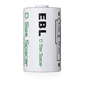 EBL D Size Battery Adapters, AA to D Size Battery Spacer Converter Case Use with Rechargeable AA Battery Cells - 4 Pack