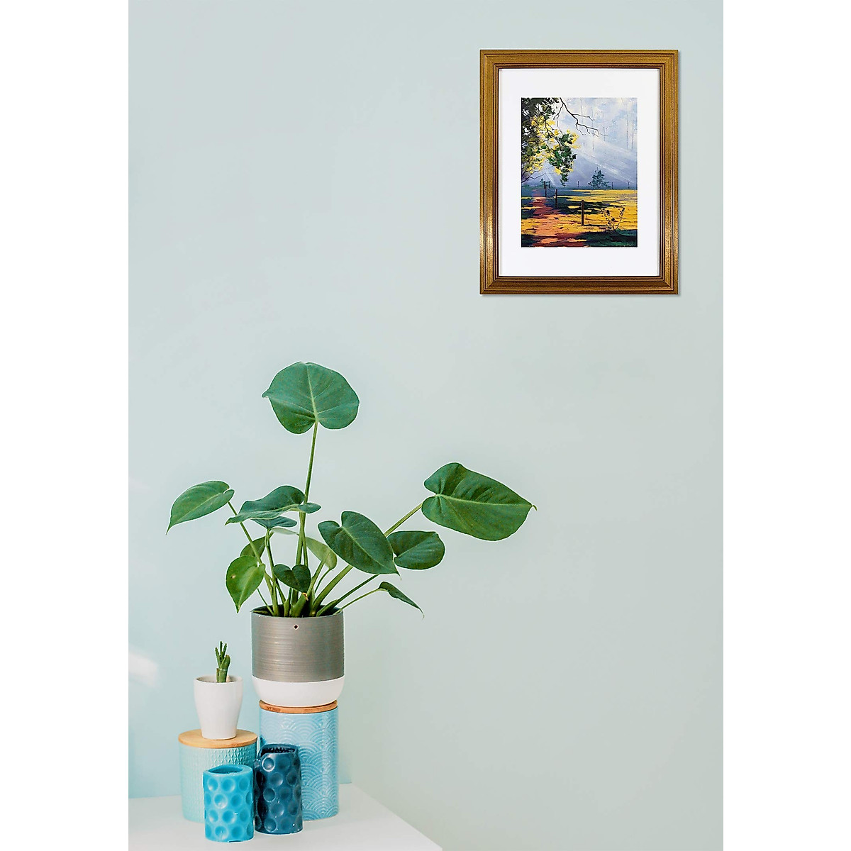 Golden State Art, 11x14 Dark Gold, Wall Hang Photo Frame. includes White Mat for 8x10 Picture & Real Glass