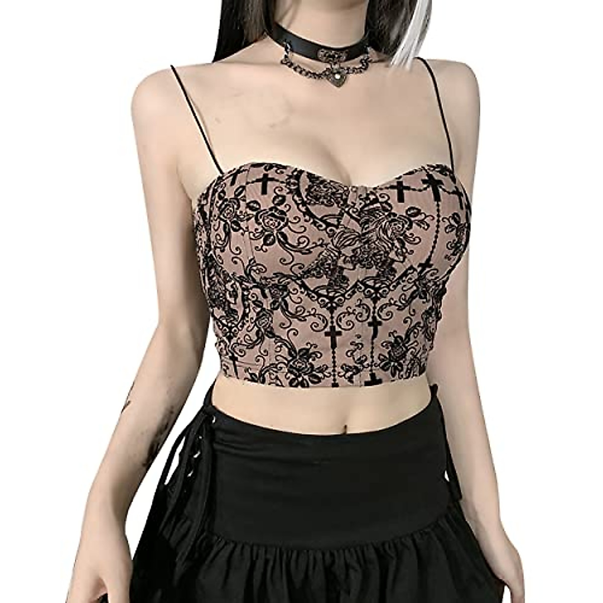 Alternative Clothing Women Goth Goth Lolita Clothes Goth Hippie Clothes Cute Teen Crop Tops Crop top Goth Dark Aesthetic Shirts Goth Clothes alt y2k Goth alt Crop top Aesthetic Goth Kawaii Emo top