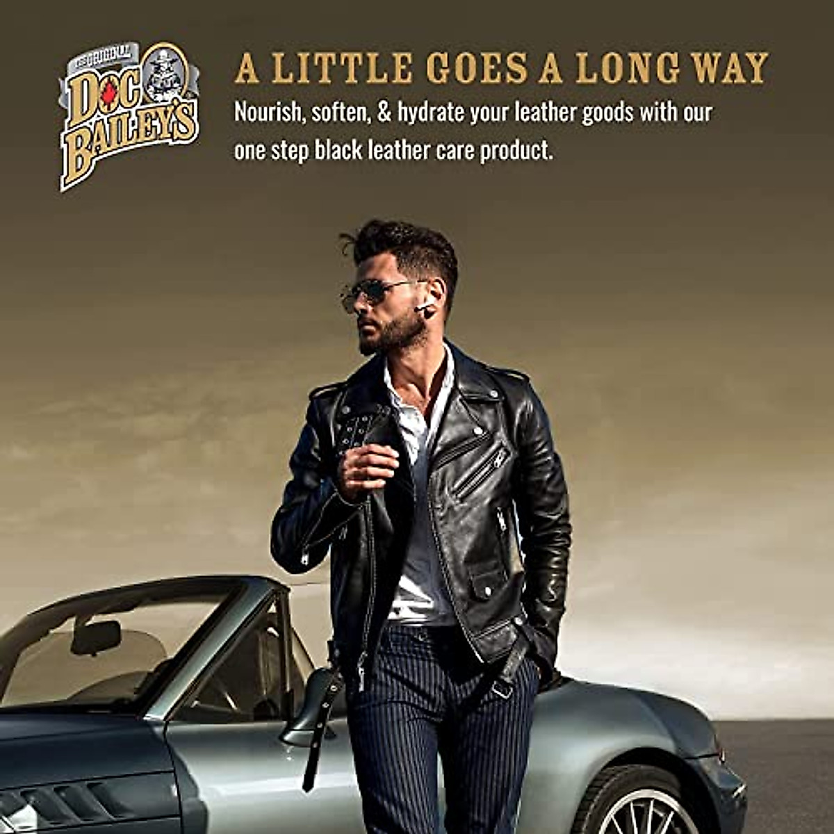 Doc Baileys Black Leather Detail Kit - Restore Your Black Leather & Vinyl Gear - Leather Cleaner, Conditioner, Waterproofer, & Protectant - Re-Dye & Maintain Your Favorite Leather to Look Like New