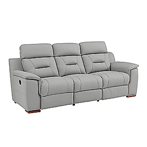 Blackjack Furniture Walker Leather Match Upholstered Reclining Living Room Sofa, Gray