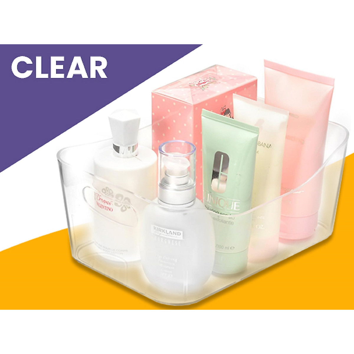 YBM HOME Storage Bins - Open Plastic Organizers and Storage Basket for Kitchen Pantry Organization, Under Sink Bathroom Storage, Toy Baskets, Food Storage Box Containers (Medium - Clear)