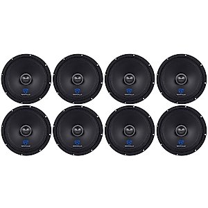 Rockville (8) RXM84 8" 2000w 4 Ohm Mid-Range Drivers Car Speakers, Mid-Bass
