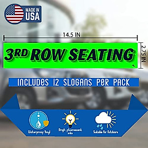 Versa Tags Windshield Slogan Stickers 12 Pack Each of Down, 3RD Row Seating, WE Finance, FINANCING Available, Warranty (60) Window Stickers Total Dealership Stickers Black On Green