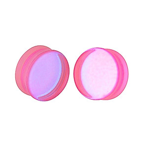 Mystic Metals Body Jewelry Pair of Pink/Aqua Iridescent Double Sided Double Flare Glass Plugs (PG-544) (0g (8mm))