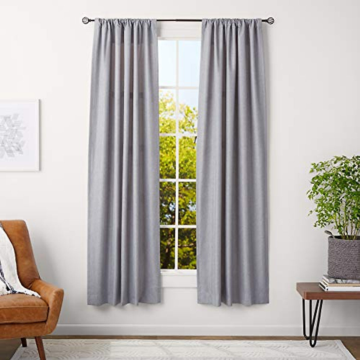 Amazon Basics 5/8-Inch Curtain Rod with Cage Finials - 28 to 48 Inch, Dark Bronze (Espresso)