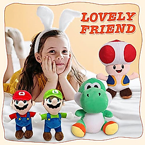 XIYASAVI Mario All Star Collection,Mario Plush Toys and Luigi Stuffed Plush Toys,Yoshi and Toad Stuffed Plush Toys,Set of 4 Plushies Doll 9.8 inches