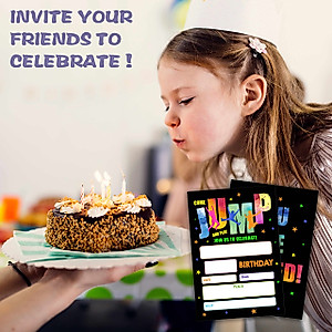 Trampoline Birthday Party Invitation, Bounce House, Jump Zone Fill-In Invites For Men & Women, 20 Invitations With Envelopes(4" X 6")，Personalized Adults Party Favors Decorations And Supplies-20