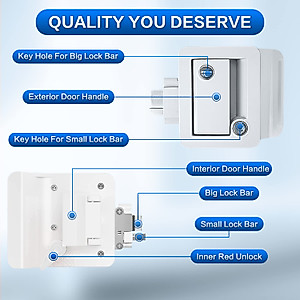 RV Door Lock 2 Pack White Camper Door Lock Travel Trailer Door Latch Zinc Alloy RV Entry Door Latch RV Door Lock Replacement Kit with Keys for Camper Horse Trailer Cargo Hauler