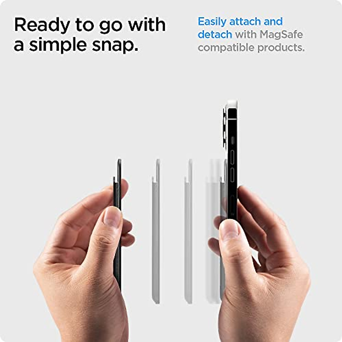 Spigen Valentinus (MagFit) Magnetic Wallet Card Holder 2-Cards Designed for MagSafe Compatible with iPhone 15, iPhone 14, iPhone 13, iPhone 12 Models - Black