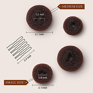 MORGLES Hair Bun Maker, 4Pcs Donut Bun Maker with 10Pcs Black Bobby Pins for Hair Ring Style