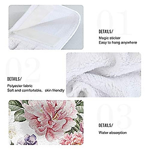 Alaza Vintage Floral Pink Chic Peony Kitchen Towels with Hanging Loop Absorbent & Fast Drying Dishtowels Set of 2