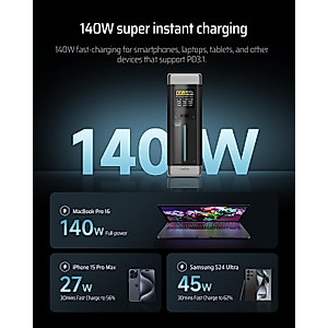 CUKTECH 20 Power Bank, 140W 25,000mAh Laptop Portable Charger, 3-Port, Smart TFT Display, PD3.1 PPS Protocol Battery Pack for MacBook Pro/Air, Surface Pro, iPhone 15/14, Samsung S24+, iPad and More