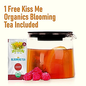 Glass Teapot with Tea Infuser - Stovetop Safe Clear Glass Teapot with Removable Strainer - Perfect for Blooming Tea, Loose Leaf and Other Herbal Teas