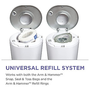 Munchkin® UV Diaper Pail #1 in Odor Control, LED UV Lights Kills 99% of Germs and Odor Causing Bacteria on Lid Surface, Includes 1 UV Snap, Seal & Toss™ Bag and 3 UV Refill Rings