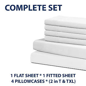 Home Collection Micro Caress Luxurious Sheet Set, 90GSM 3 -Piece Twin with 1 Additional Pillowcase, White Color