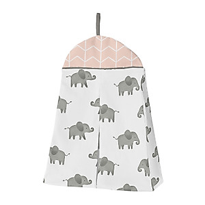 Sweet Jojo Designs Blush Pink, Grey and White Watercolor Elephant Safari Baby Girl Crib Bedding Set - 4 pieces