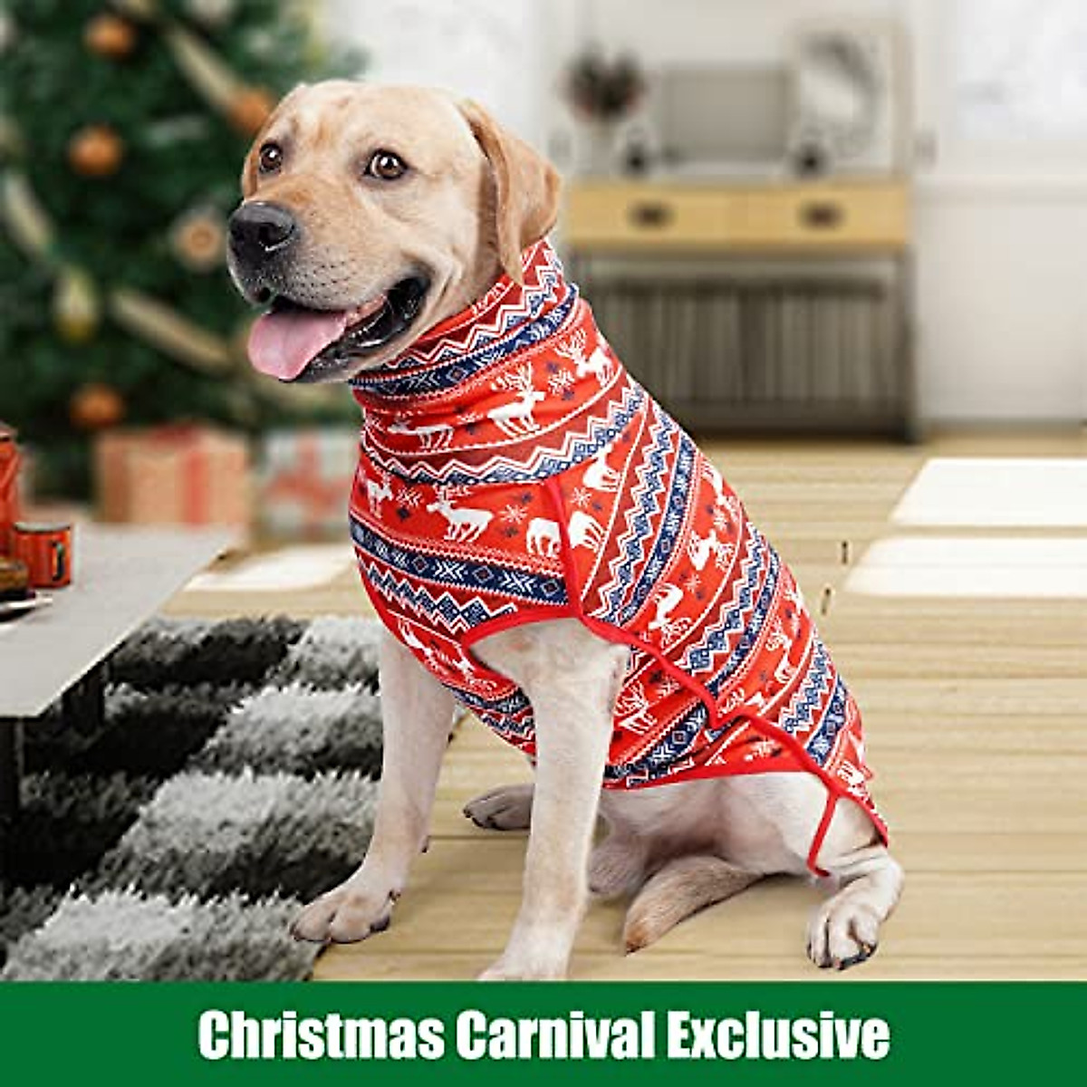 Dog Cold Weather Coats, Dog Sweaters with Leash Hole for Small Medium Large Dogs, Bowite Soft Warm Stretchy Dog Winter Jacket Girl Boy for Cold Weather, Dog Pullover Sweater Vest (Christmas,XS)