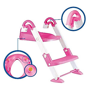 GPCT [Portable] 3-in-1 Kids Toddlers Potty Training Seat W/Step Stool. Sturdy, Comfortable, Safe, Built in Non-Slip Steps W/Anti-Slip Pads. Excellent Potty Seat Step Trainer- Boys/Girls/Baby-Pink