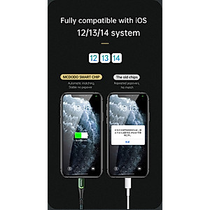 Anti Bending Cable, Mcdodo 2 LED Switching Cord Nylon Braided Sync Charge USB Data 6FT/1.8M Cable Compatible New Phone List Below (6FT/1.8M, Black)