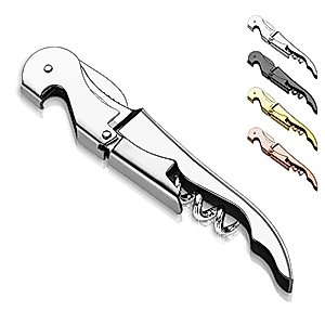 Kyraton Waiter Corkscrew Wine Key Wine Opener with Foil Cutter,Stainless Steel Classic All-in-one Corkscrew Double Hinged Corkscrew Bottle Opener For Beer Bar Restaurant Waiters, Set For 1 (Silver)