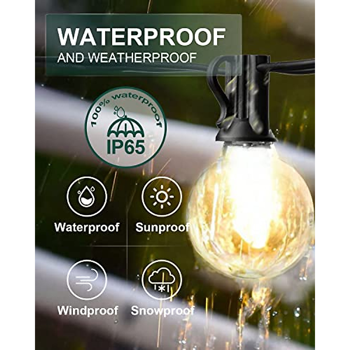 ACOHOOK 100FT Globe Outdoor Lights String, Dimmable LED Patio String Light with 34 G40 Shatterproof Plastic Bulbs, Waterproof Commercial Hanging Lights for Outside Party Porch Backyard Bistro