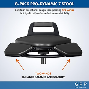 G-PACK PRO Standing Desk Chair – Ergonomic Comfortable Height Adjustable Active Stool - Swivel Sitting Balance Portable Chair - Encourage Good Posture (Black)