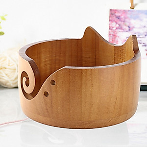 Sunicon Cat Yarn Bowl for Knitting, Wooden Cute Cat Shape Knitting Bowl Large Crochet Yarn Holder Crochet Dispenser Organizer for Knitting Crochet Enthusiasts (18x18x10cm)