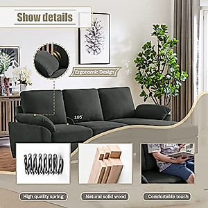 Tornama 79" Convertible Sectional Sofa, Modern Linen Fabric L Shaped Couch, 3 Seater Couches with Reversible Chaise for Living Room, Apartment and Small Spaces(Black)