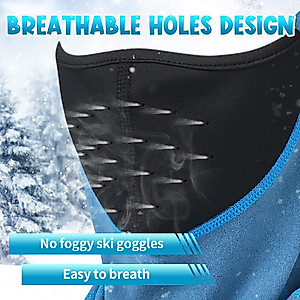 Kids Balaclava Ski Mask (with Breathable Holes) Windproof Winter Fleece Neck Face Warmer Boys Girls Blue