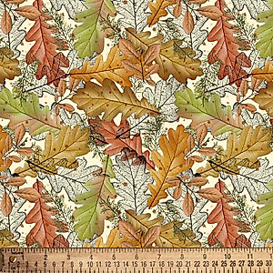 Fall Leaves Digital Cotton Fabric by The Yard