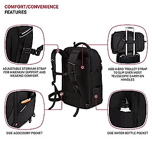 SwissGear Hybrid Travel Laptop Backpack, Black, 21.5-Inch