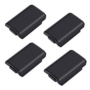 Finera Replacement Battery Pack Cover for Microsoft Xbox 360 Wireless Controller, 4 Pack Black