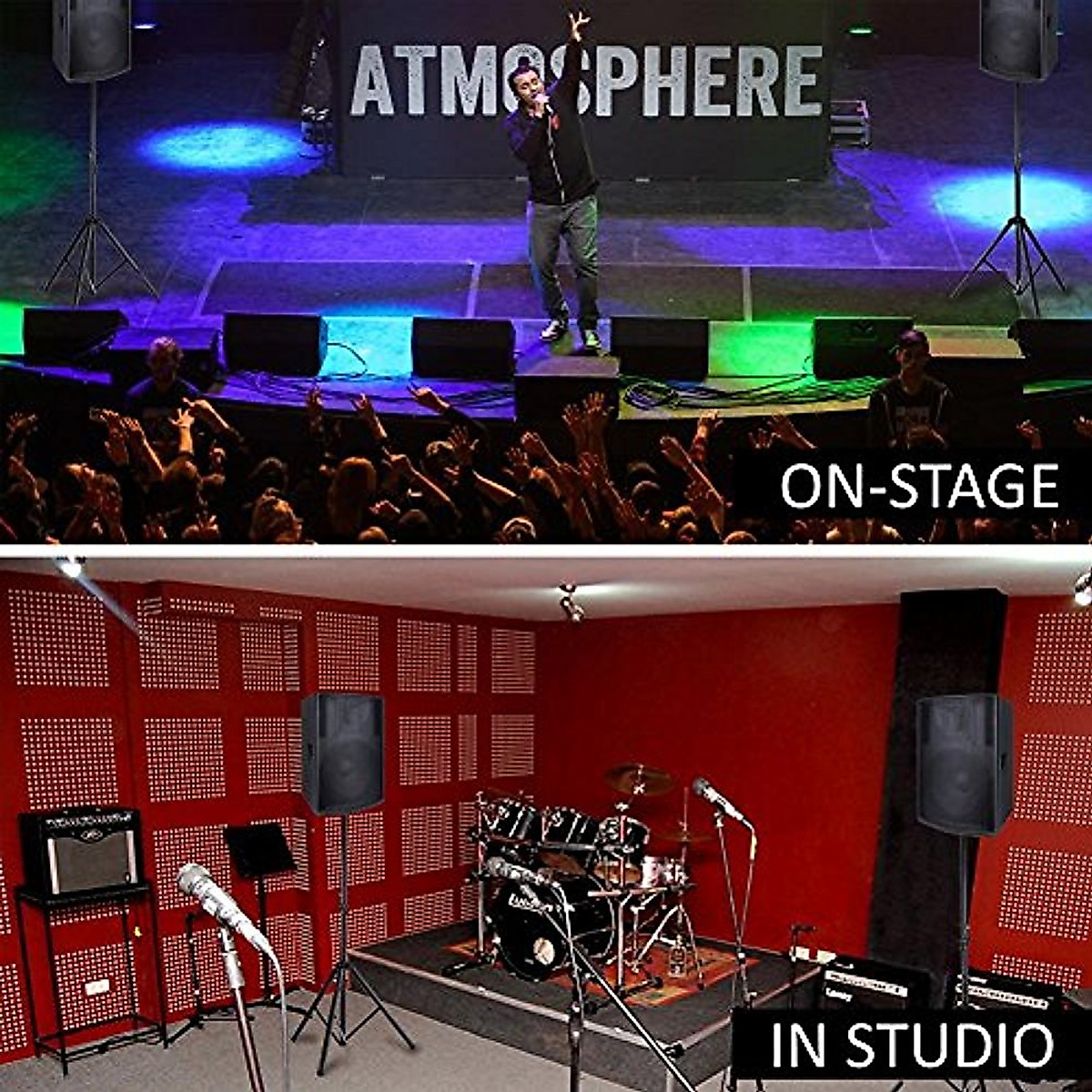 Pyle Universal Dual PA DJ Tripod 2 Speaker Stand Kit with Adjustable Height & Storage Bag Constructed with Heavy Duty Durable Steel & Lightweight for Easy Mobility Safety PIN Screw Locks PSTK107,Black