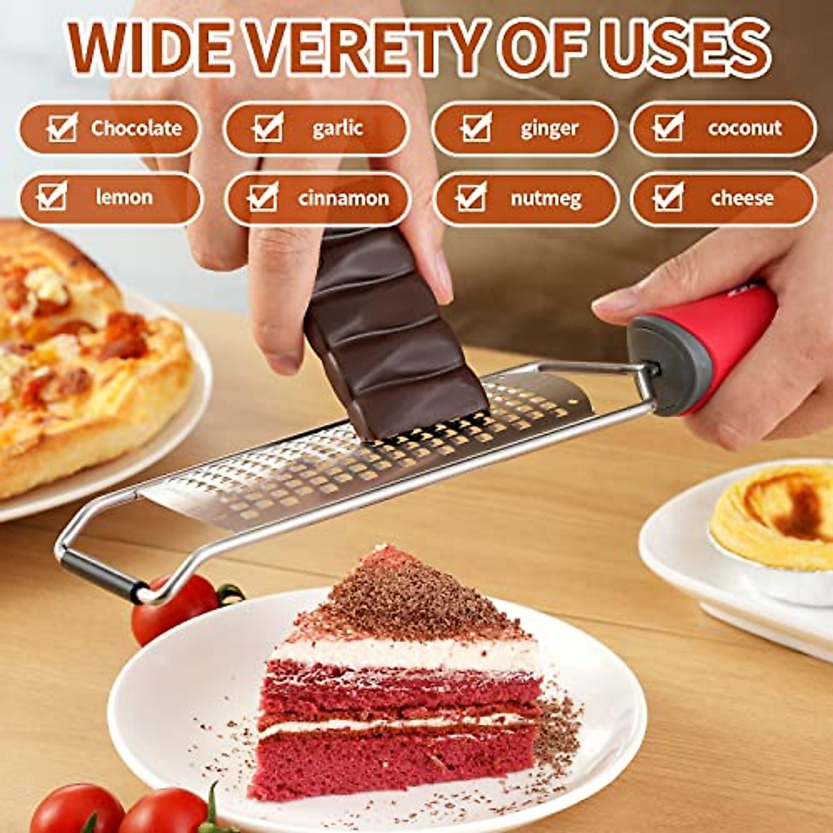 ALLTOP Lemon Zester Grater,Stainless Steel Wide Blade with Handle&Protective Cover for Cheese Citrus Ginger Garlic Nutmeg Chocolate Vegetables Fruits,Pro Kitchen Tool - Medium Fine Shred