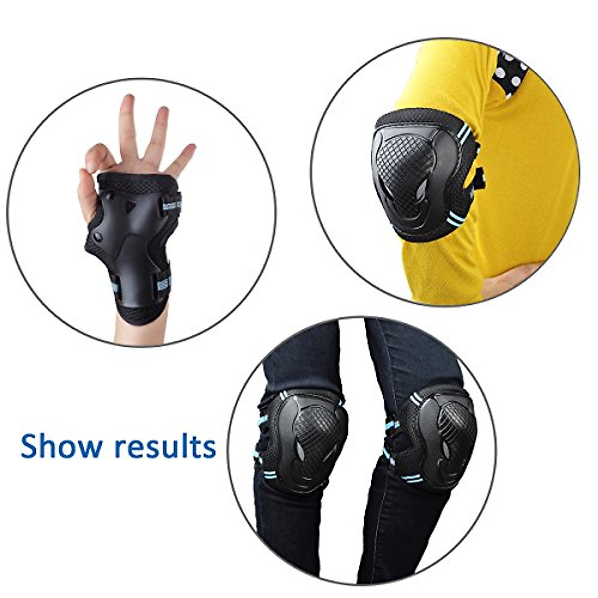 Skateboard/Skate Protection Pads Set with Helmet-SymbolLife Helmet with 6pcs Elbow Knee Wrist Pads for Kids Youths BMX/Cycling/Rollerblading for Head M (20.5-22.4 inch) Black