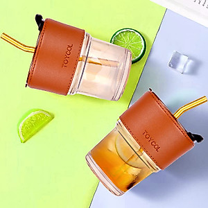 Portable Blender, Type-C Rechargeable Travel Juicer Cup + Glass Tumbler with Straw and Lid