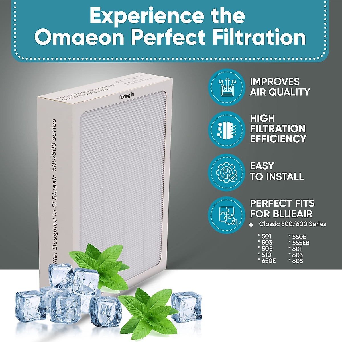 Omaeon 3-Pack for Blueair 500/600 Filter Replacement - Compatible with Blue Air Purifiers Filter 500 600 Series. 3 Particle Filters Fit Blue Air Filter Replacement 500 600, 501, 503, 510, 601, 603