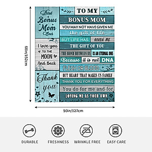 Bonus Mom Gift from Daughter, Bonus Mom Blanket from Bonus Daughter Son Stepdaughter Stepson, 50"x60" Mothers Day Blanket Gifts for Stepmom Birthday Gifts for Bonus Mom