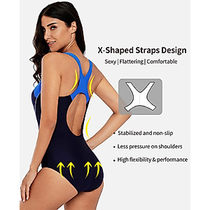 beautyin Sporty Swimsuits for Women Resistant Athletic Swimwear Swimming Suit L