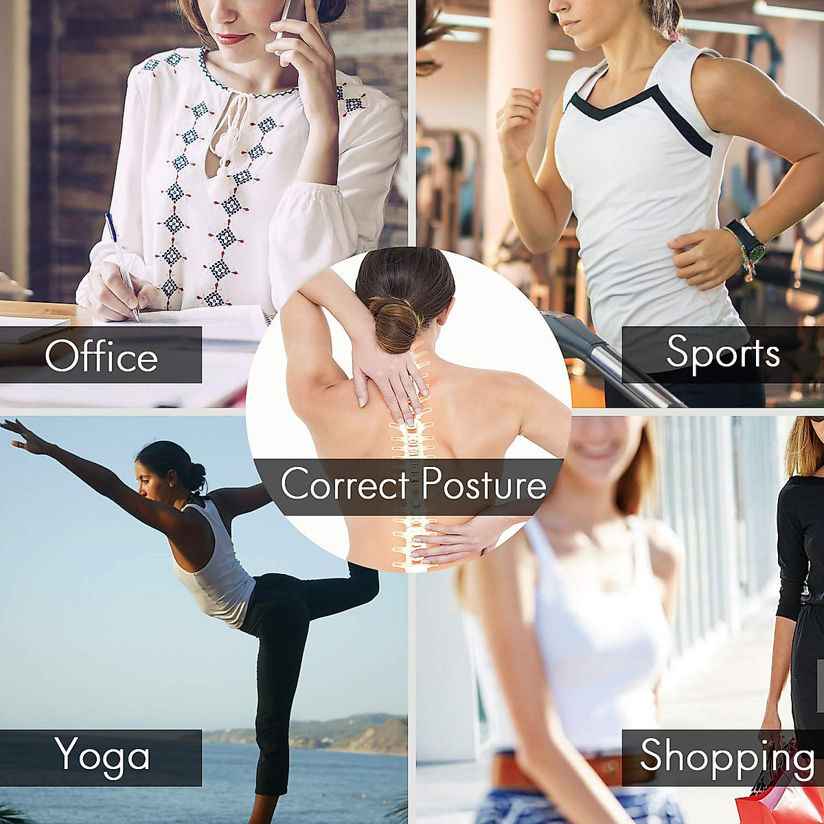 URSEXYLY Women Back Braces Posture Corrector Waist Trainer Vest Tummy Control Body Shapers for Spinal Neck Shoulder and Upper Back Support (M, Black)