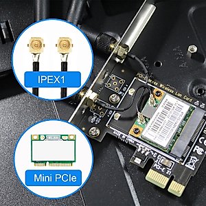GLOTRENDS WA02 Mini PCIe to PCIe X1 WiFi Bluetooth Adapter for Mini PCIe WiFi 4/5/6/6e Module/Coral TPU Module, with 3.5-dBi SMA Antenna Kits