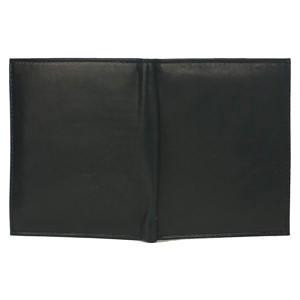 Leather European Bifold Hipster Mens Wallet With Heavy Duty Vinyl Wallet Insert (Black)