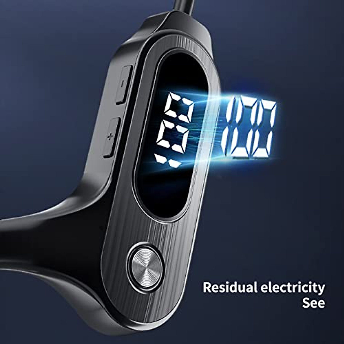 porfeet Wireless Earbud High Fidelity Intelligent Noise Reduction LED Digital Display Waterproof Bluetooth-Compatible 5.3 Real Bone Conduction Headphone for Sports Blue A