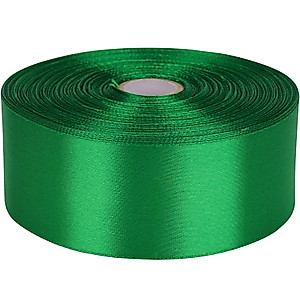 Baocuan 1-1/2 inch Green Satin Ribbon 50 Yards Solid Fabric Ribbons Roll for Wedding Invitations, Bridal Bouquets, Sewing, Party Decorations, Gift Wrapping and More