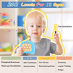 Electronic Pop Light Up Fidget Game,Handheld Pop Games,Breakthrough Educational Game Console,Sensory Toy(Light Blue)
