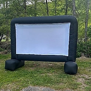 Inflatable projector screen 14 ft for Outside Support Front & Rear Projection Blow up Movie Screen with Fast Low-Noise Built-in Blower for Backyard Movie Night, Parties, Celebrations