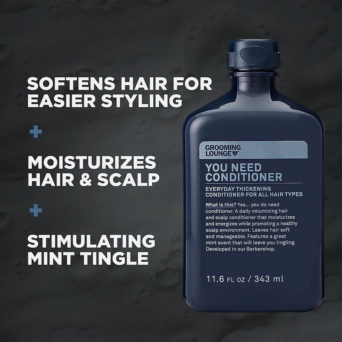 Grooming Lounge You Need Conditioner - Moisturizes and Balances the Scalp - Leaves Hair Soft and Manageable - Cleanses Scalp to Help Create the Optimal Environment for Healthy Hair Growth - 11.6 oz