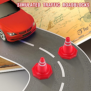 Toddmomy 50pcs Miniature Traffic Safety Cones with Reflective Collars Unbreakable PVC Orange Construction Cones for Micro Landscape Sand Table Toy